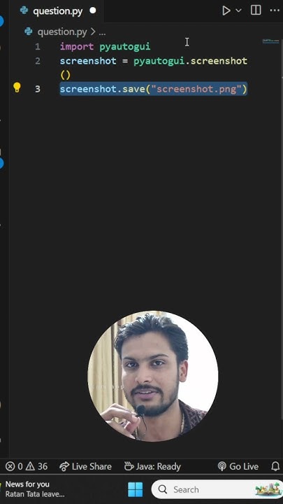python mini project - Take screenshot using python in 3 lines of code #python - YouTube