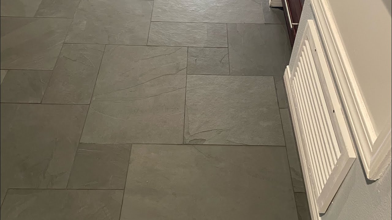 Versailles pattern slate tiles install - YouTube