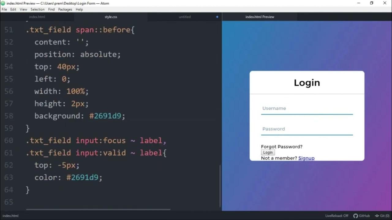 Animated Login Form using HTML & CSS only | No JavaScript or jQuery ...