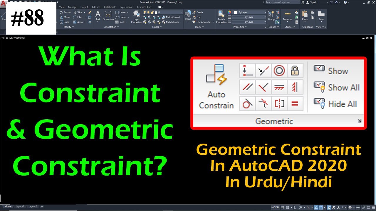 88 Geometric Constraints In Autocad 2020 In Urdu Hindi Autocad 2020 Constrain Youtube