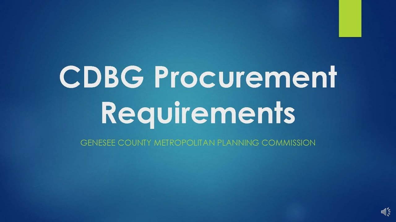 CDBG Procurement Requirements - YouTube