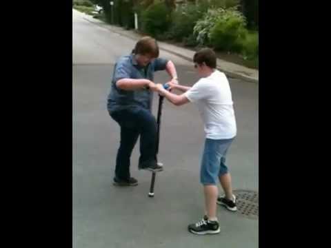 Fat Kid Pogo Stick Fail - YouTube