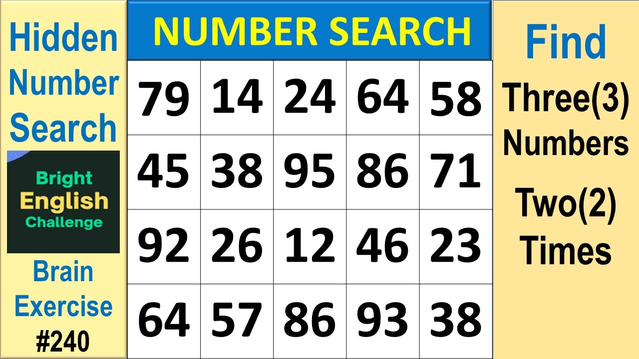 Number Search #findthenumber #hiddennumber #numberpuzzle #brainexercise ...