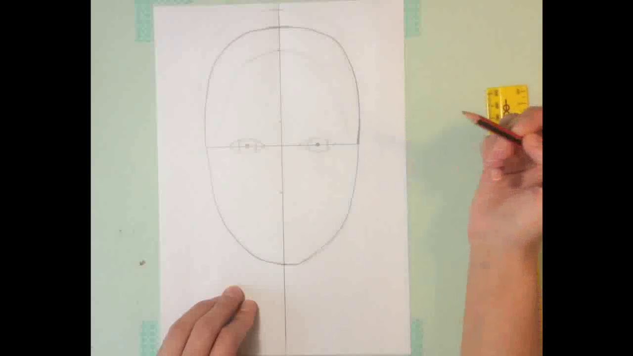 Drawing a human face (20cm from crown to chin) - YouTube