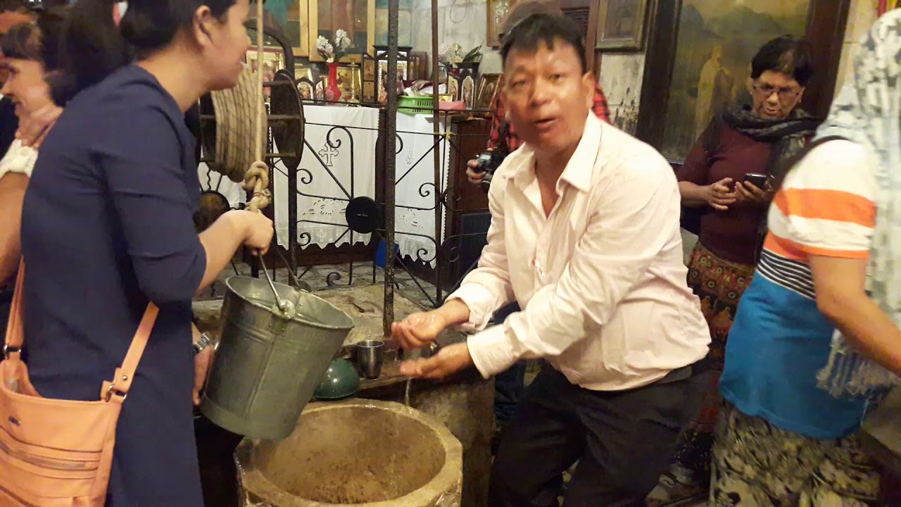 Drinking water (part-2) from the Jacob's well, Sychar, Samaria 2016 ...