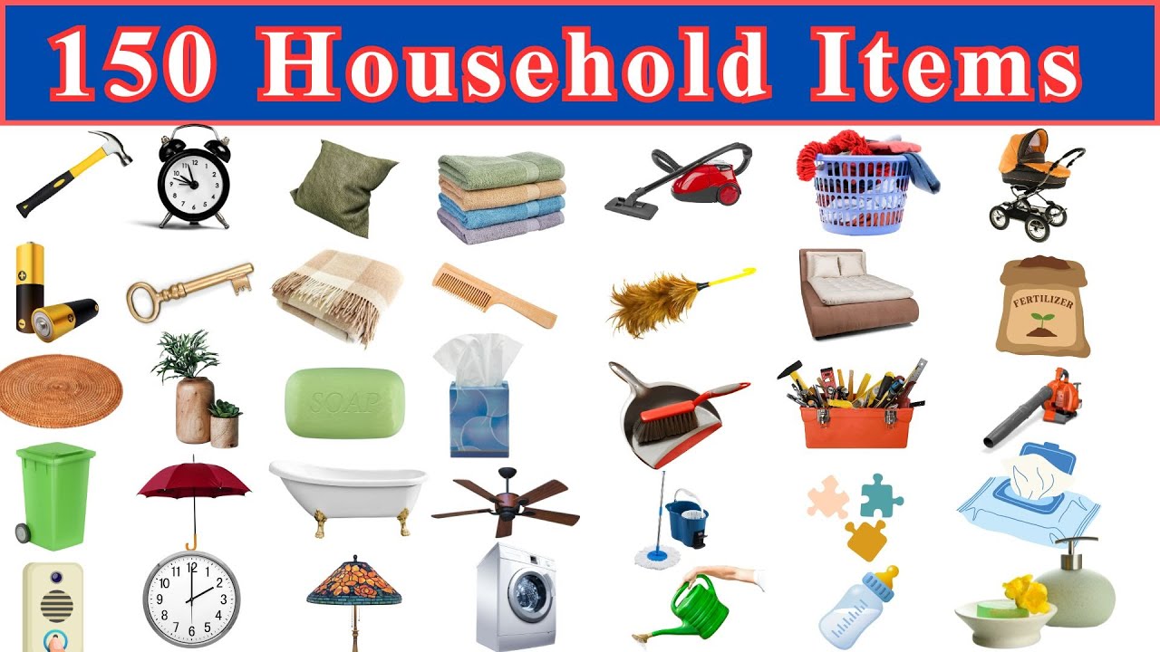 English Vocabulary - 150 Household Items - Things in the house - YouTube