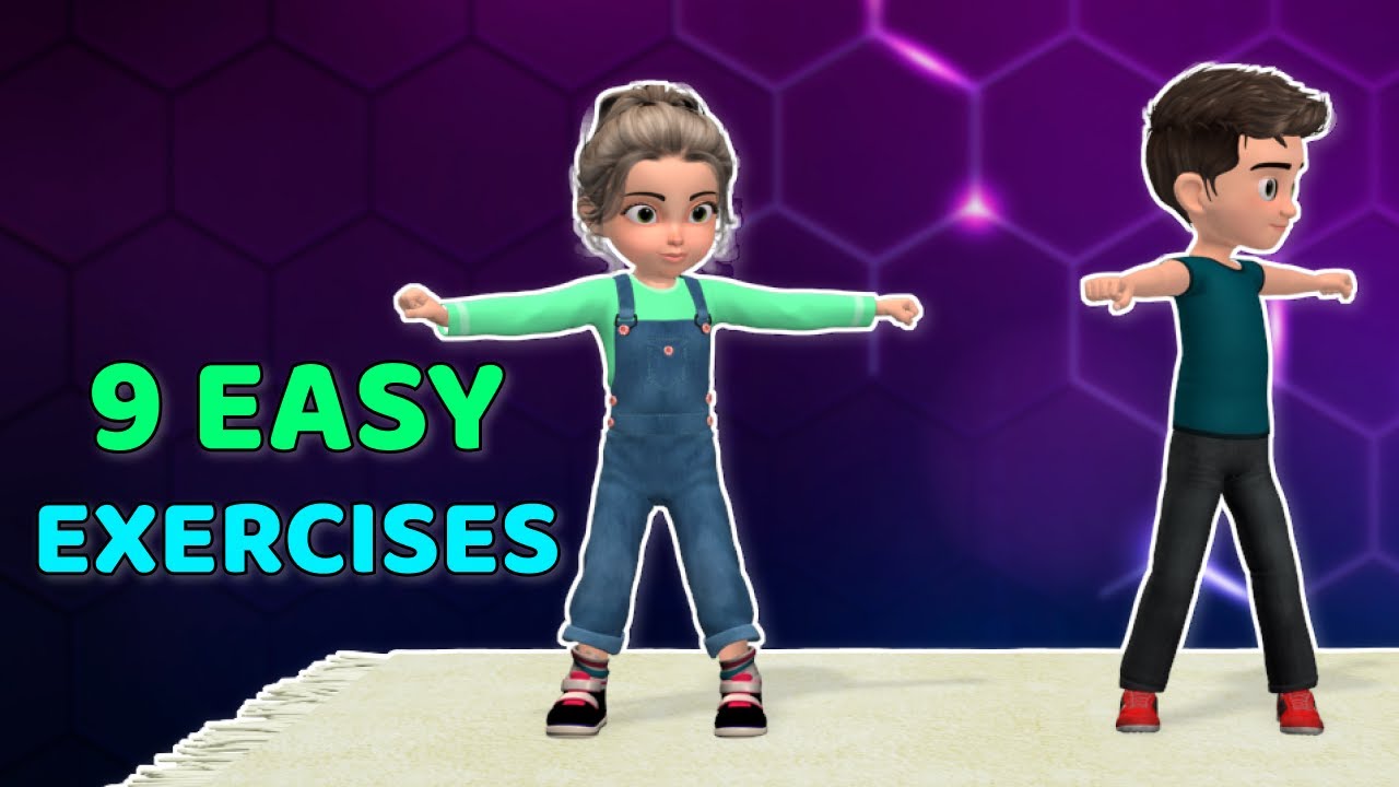 9 EASY EXERCISES FOR KIDS - HOME WORKOUT - YouTube