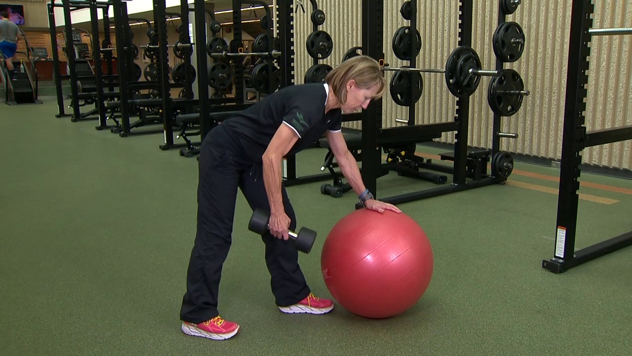 Dumbbell Rows with Ball - Chaparral Fitness - YouTube