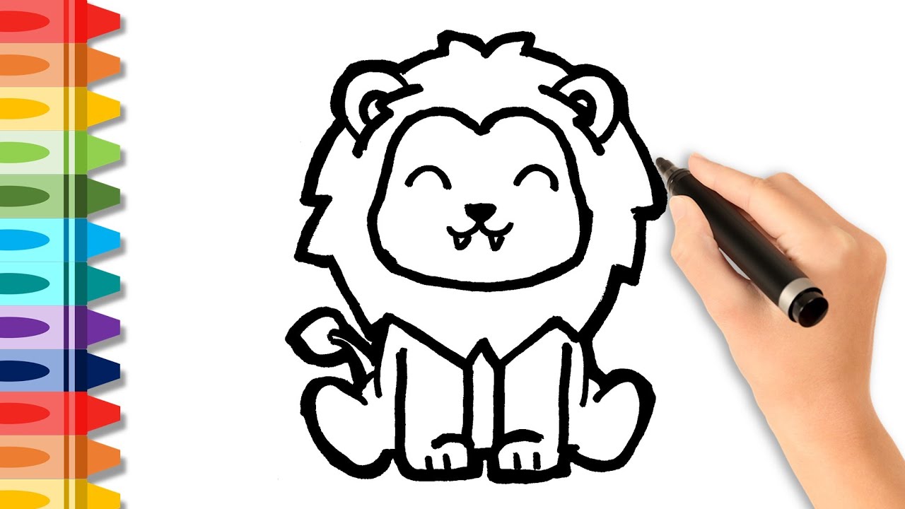 How to Draw a Cute Lion - Cara Menggambar Singa Lucu | Easy Drawing ...