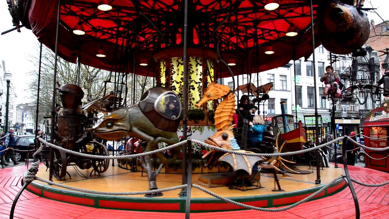 Jules Verne Carousel in Brussels Belgium New Years Fair - YouTube