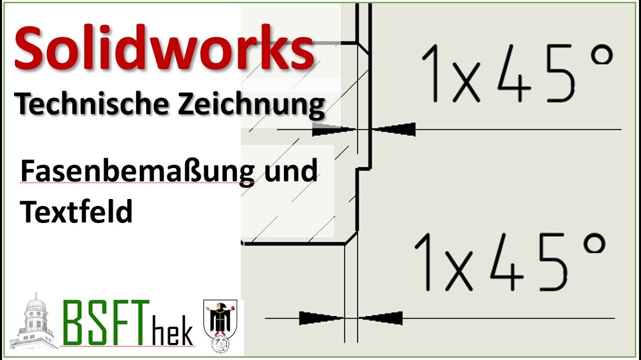 Bemaßen von Fasen und zusätzliches Textfeld einfügen - YouTube