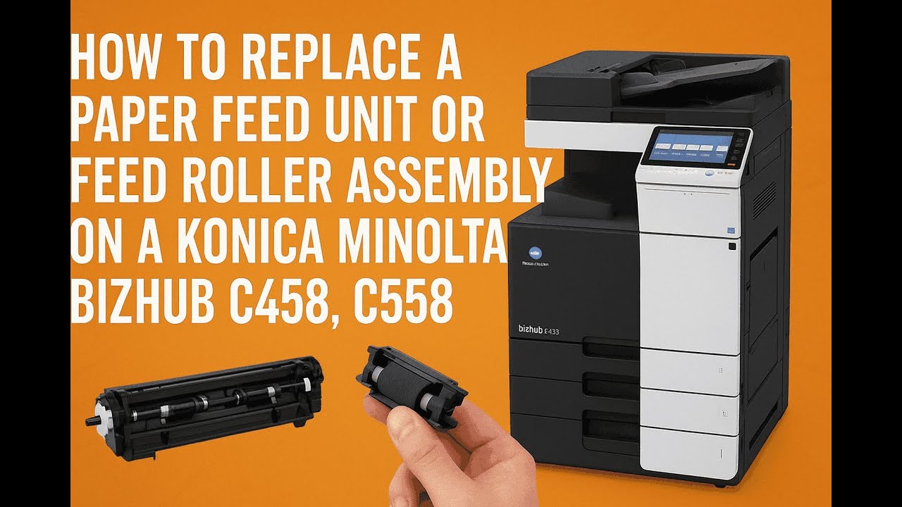 How to replace a Paper Feed Unit or Feed Roller Assembly on a Konica ...