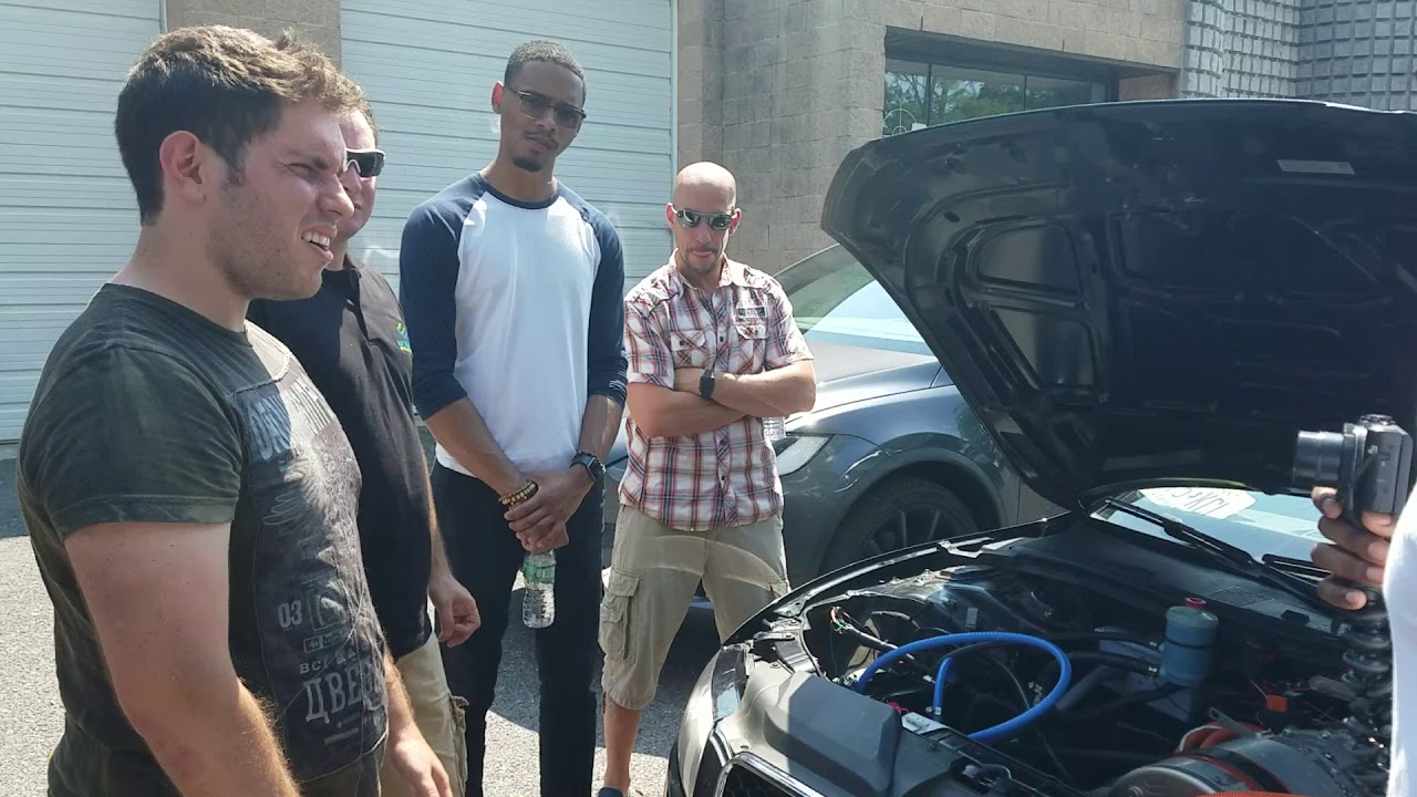 A Tesla swapped Audi and its owner meets Rich Rebuilds - YouTube