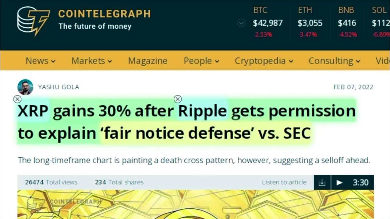Crypto news №108. XRP Gains 30% with SEC vs Ripple Update - YouTube