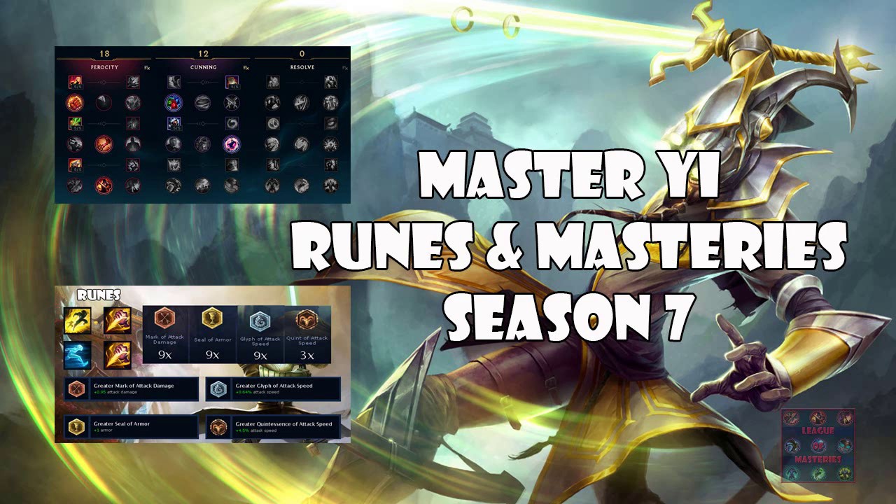 Master Yi Runes and Masteries season 7 League of legends - YouTube