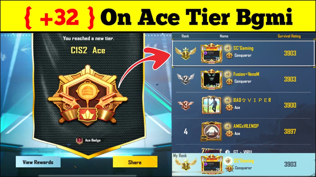 🔥 { +32 } On Ace Tier Bgmi Conqueror Push ? Ace To Conqueror Bgmi - YouTube