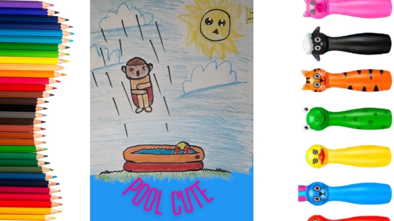 How To Draw A cute Pool to kids - YouTube