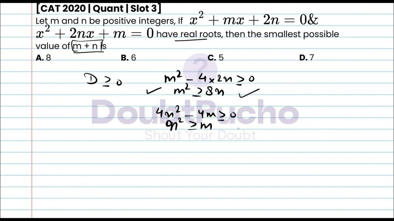 CAT 2024 | CAT 2020, Quant, Slot 3 | Q19: Video Solution | #doubtpucho - YouTube