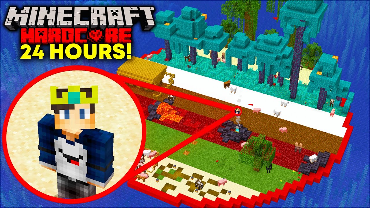 I Survived 24 Hours in a CIRCLE in Minecraft Hardcore - YouTube