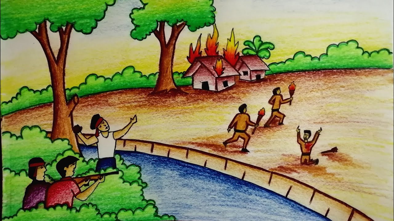 How to draw scenery of liberation war step by step। Liberation war ...