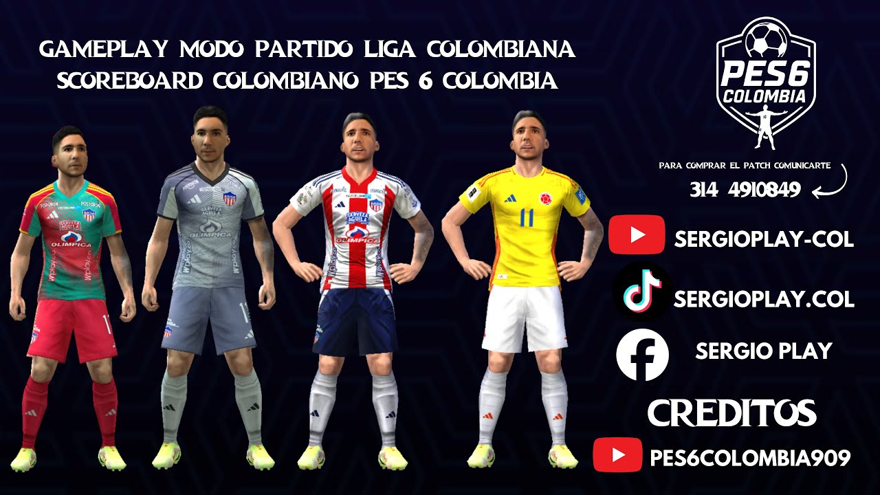 GAMEPLAY MODO PARTIDO LIGA COLOMBIANA SCOREBOARD COLOMBIANO PES 6 ...