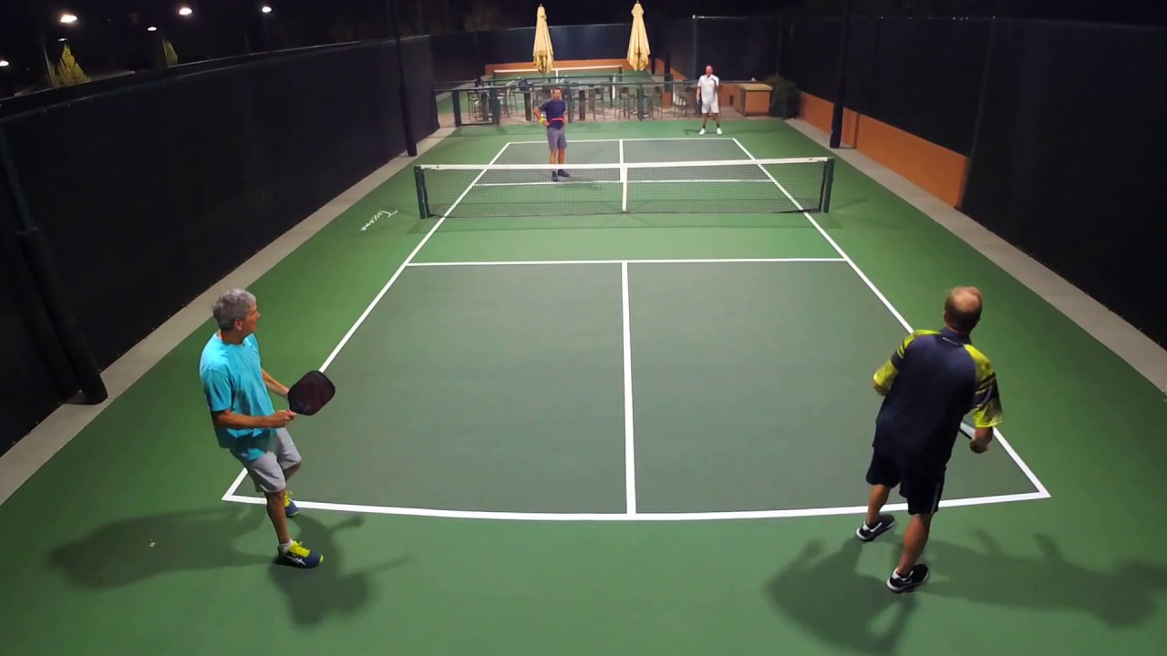 Cary/Ben serving at 10-10-1 vs. Terry Brine/Donny. - YouTube
