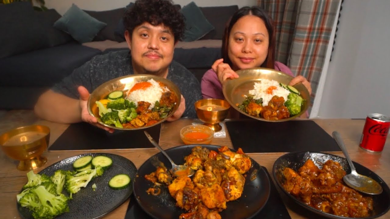 बुडा बुडी को आज Nepali Style ma Mukbang | Daal bhaat , Chicken ani ...
