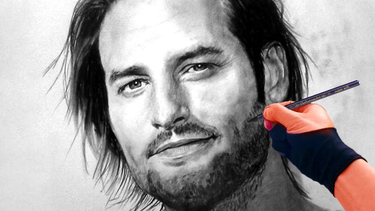 Drawing SAWYER From "Lost" With Charcoal - FREE Art Tutorials (link in ...