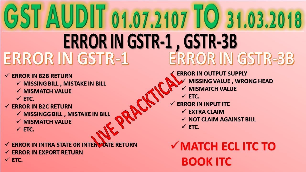 PRACTICAL GST AUDIT RECO || GST AUDIT करना सीखे | HOW TO RECTIFY ERROR ...