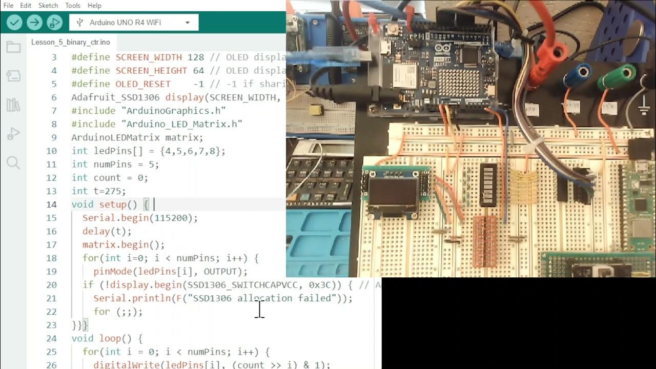 Arduino Uno R4 WiFi Lesson number 5, 5 bit binary counter - YouTube