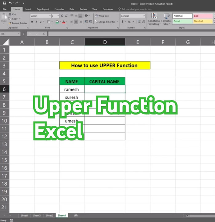 How to use upper function in excel sheet - YouTube