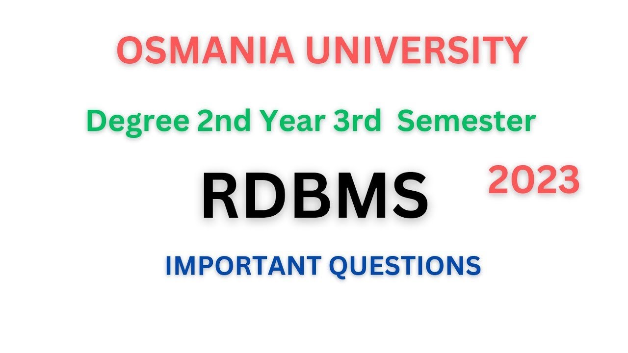 RDBMS || IMPORTANT QUESTIONS || Bcom computer sem 3 rdms - YouTube