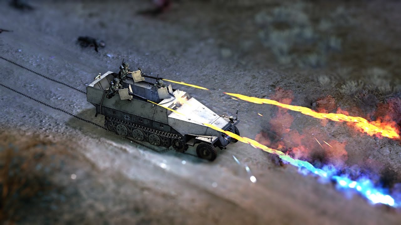 Flamethrower Vehicle Attacking the Enemy - Eastern Front | Tilt Shift ...