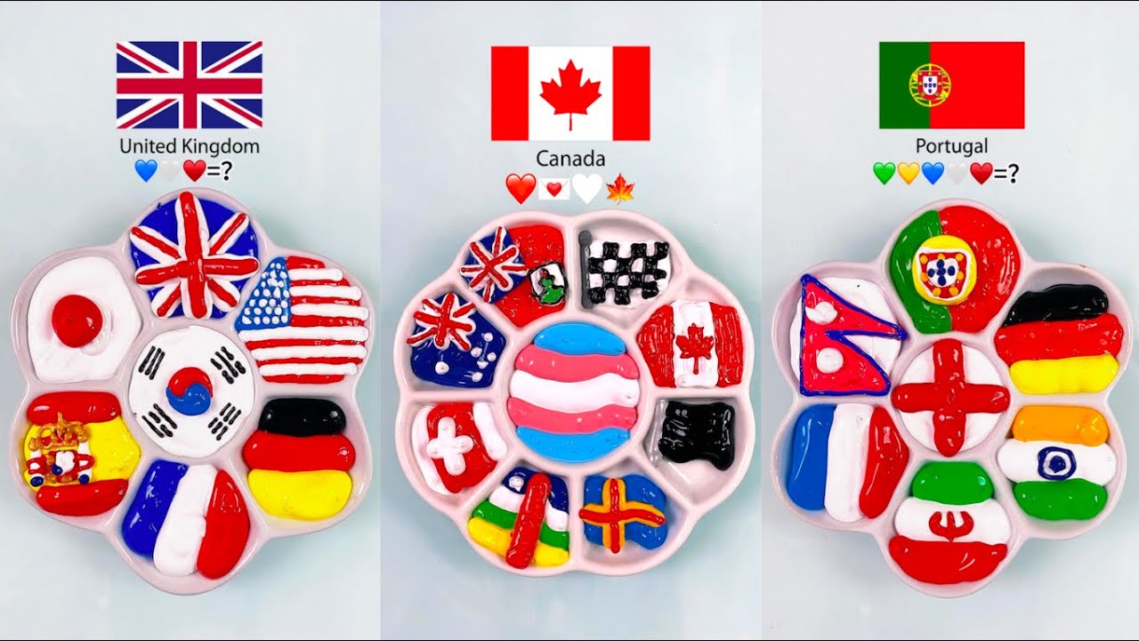 Guess The Final Color🎨Flags Collection 04｜MIxing Color｜Satisfying ｜Art ...