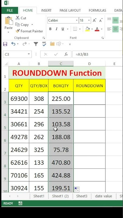 rounddown function in excel| excel - YouTube