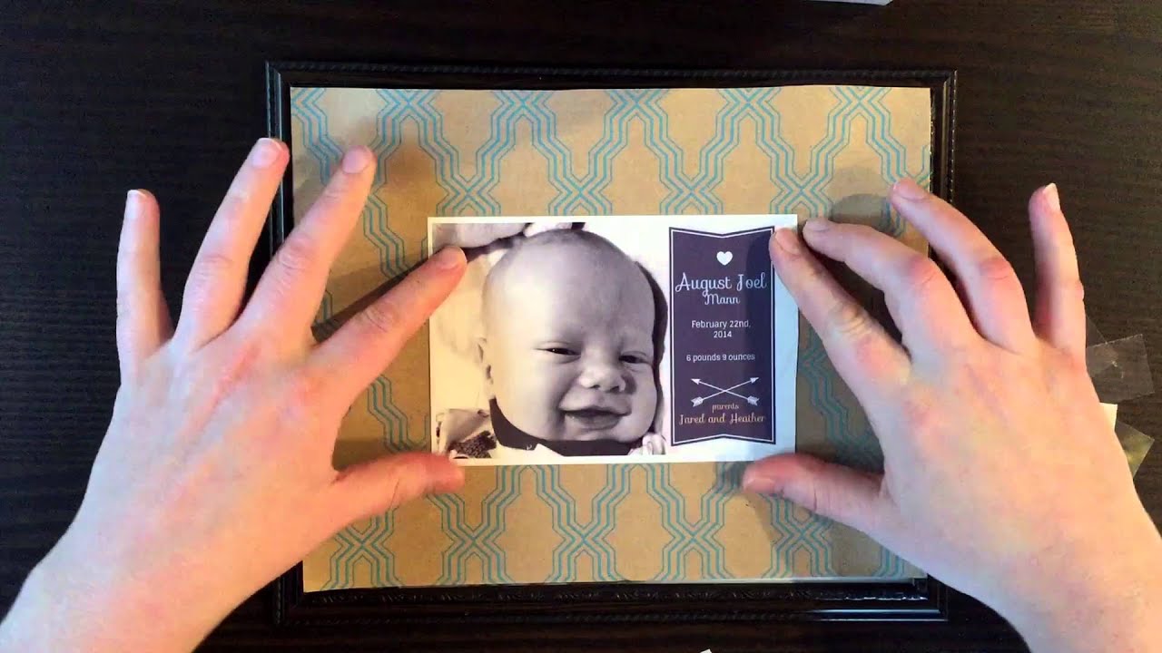 DIY Framed Baby Announcement - YouTube