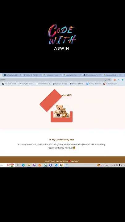 🧸 Cute Teddy Day with React & CSS! 💖🚀 #Shorts | Shorts | Tamil | CodeWithAswin - YouTube