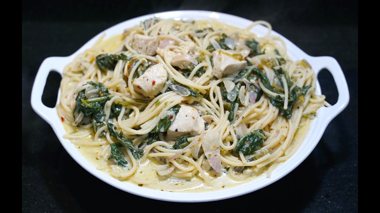 Garlic Chicken Cream Sauce Spaghetti - Youtube - Chicken Spinach Pasta ...