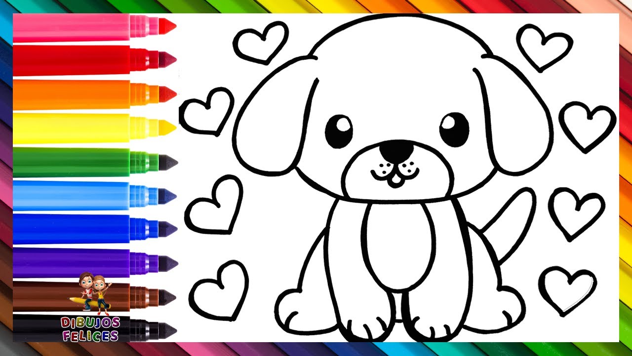 Dibuja y Colorea Un Lindo Perro 🐶 ️🧡💛💚💙💜🌈 Dibujos Para Niños - YouTube