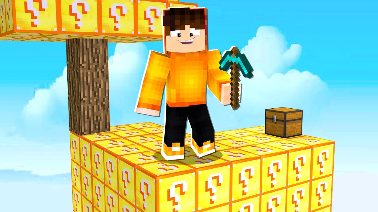 Sobrevivendo Na Ilha De Skyblock Com Lucky Blocks No Minecraft