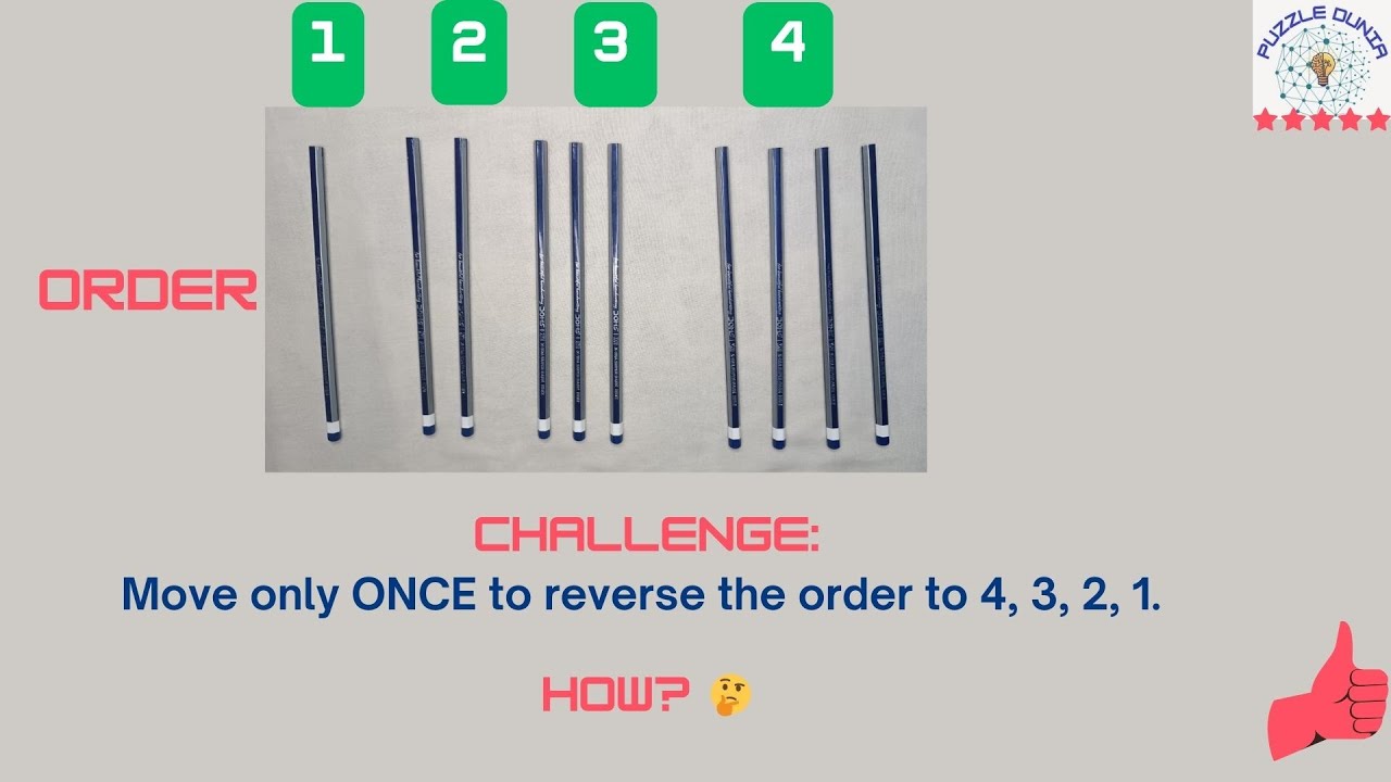 Move 1 Pencil to Reverse the Order! 🧩🔥 #PuzzleDunia #TeluguPuzzles # ...