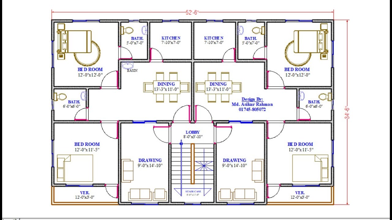 2 Units House Plan | দুই ইউনিটের বাড়ির প্ল্যান ...