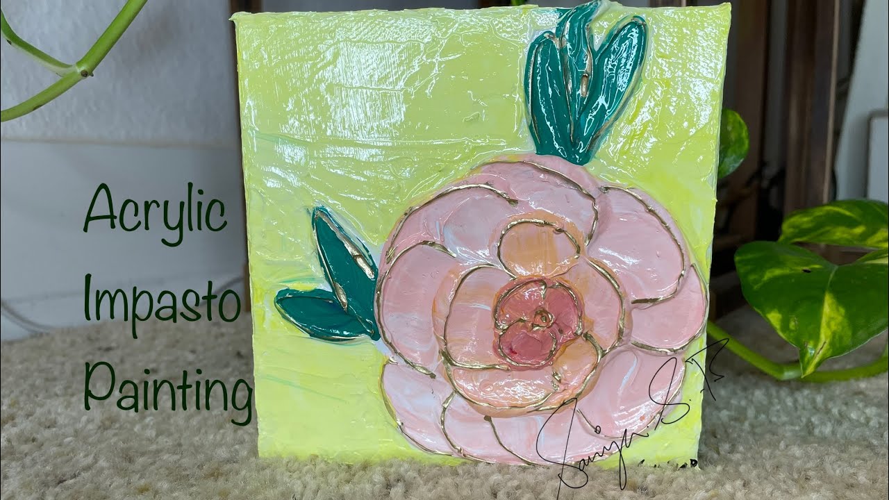 Easy Floral Impasto Painting | Rose #painting | Impasto for Beginners ...