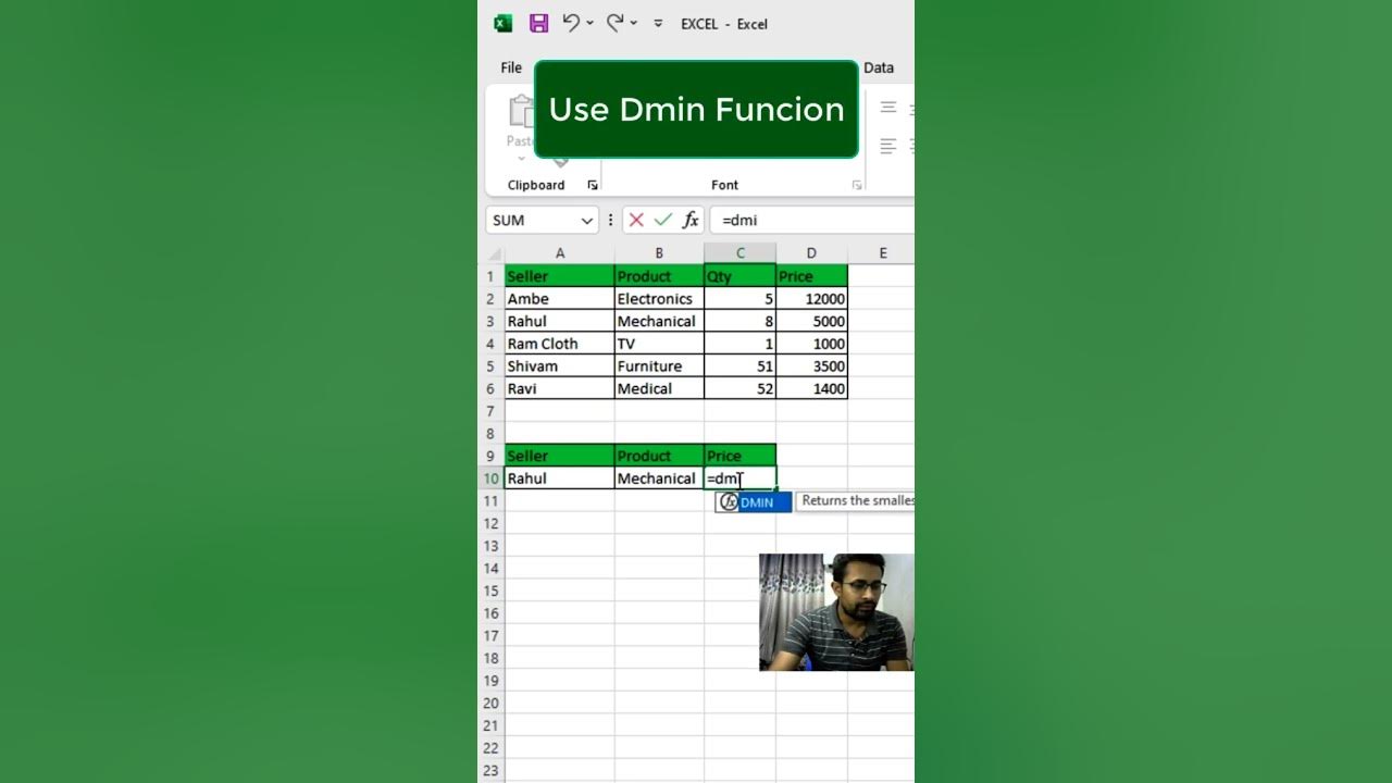 How To Use Dmin Function In Excel #exceltech #exceltips #excelworld #excelfansonly #excelformula ...
