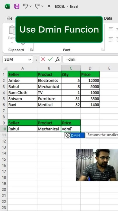 How To Use Dmin Function In Excel #exceltech #exceltips #excelworld #excelfansonly #excelformula ...