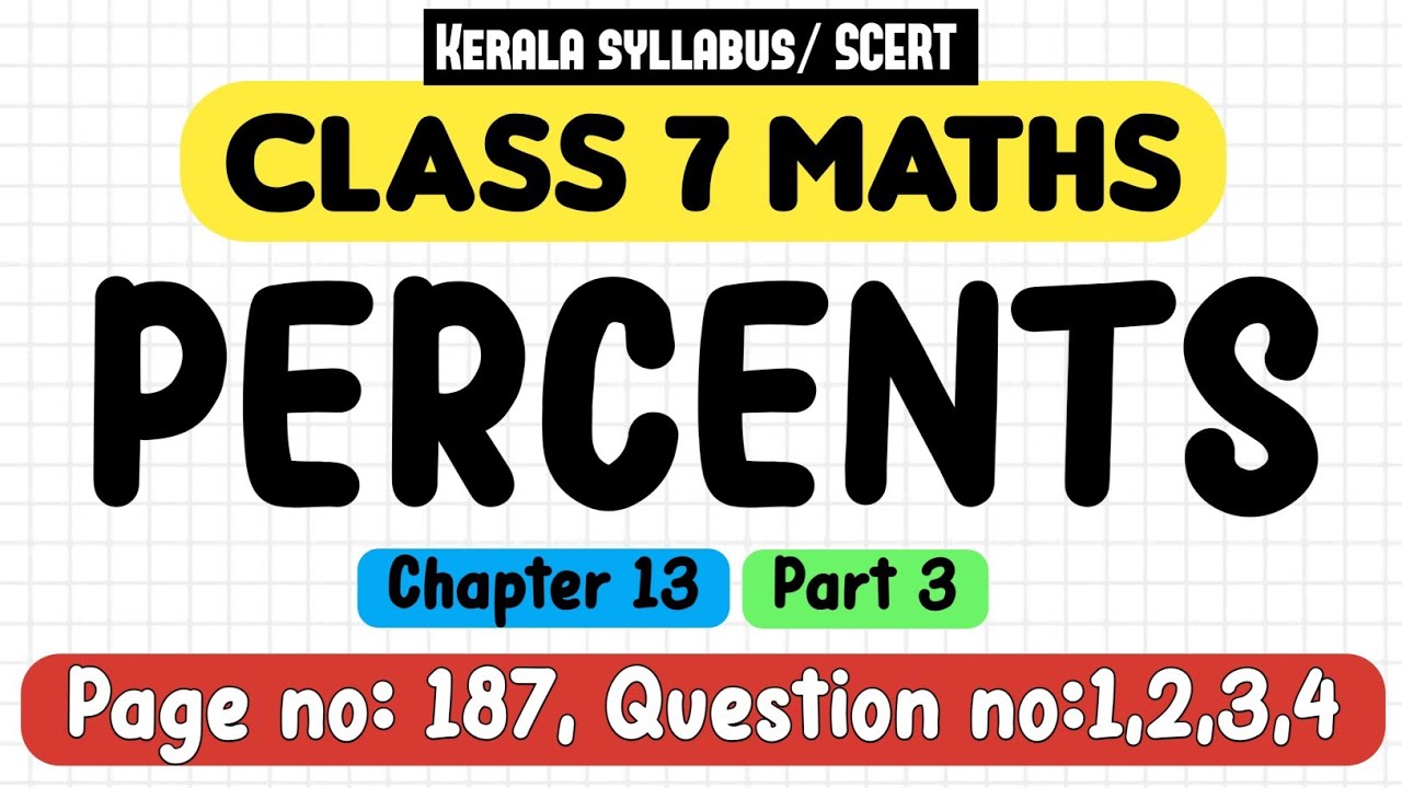 class 7 maths chapter 13 percents page 187 question 1 2 3 4 kerala ...
