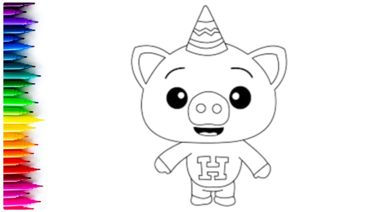 Hoggie the Pig Plim Plim Drawing, Painting & Coloring For Kids and ...