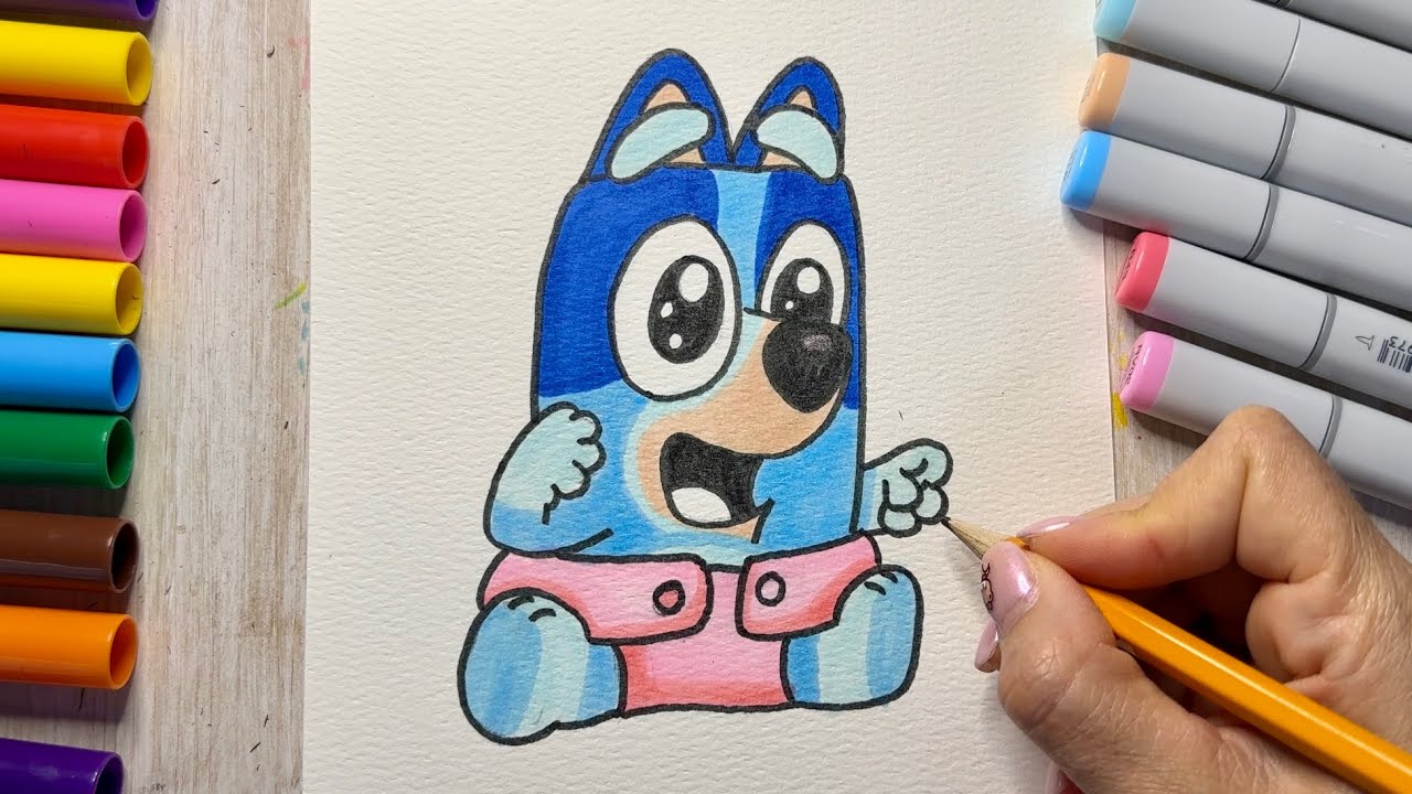 How to draw Baby Bluey - YouTube