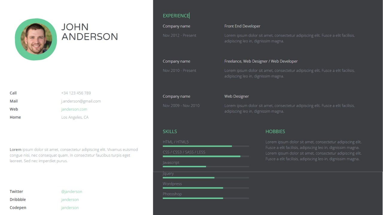 How To Build Responsive CV or Resume Step By Step Using Modern ...