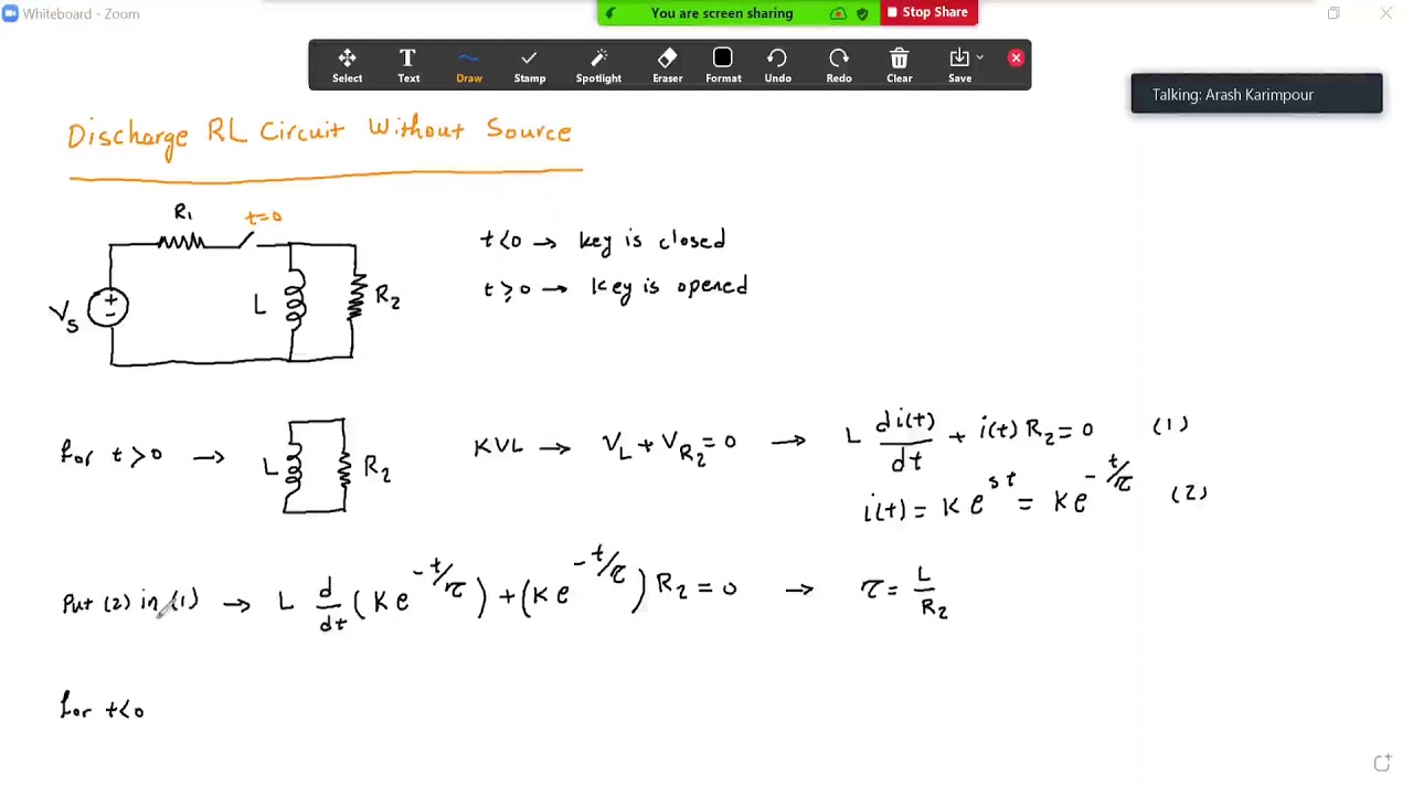 24: Transient Analysis, Discharging RL Circuit (Engineering Circuit ...